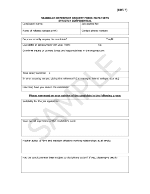 Fillable Online csasprocedures uk STANDARD REFERENCE REQUEST FORM ...
