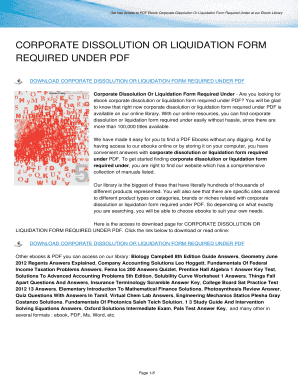 Fillable Online qiwitv Corporate Dissolution Or Liquidation Form Required Under PDF. CORPORATE ...