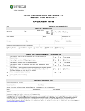 Fillable Online medicine usask Application form - College of Medicine - University of ...