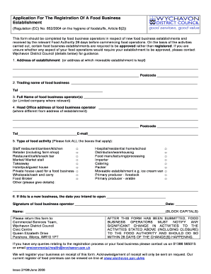 Fillable Online wdc-env-Application form for Registration of Food ...