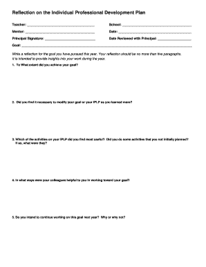 Fillable Online Reflection on the Individual Professional Development Plan pdf copydocx Fax ...