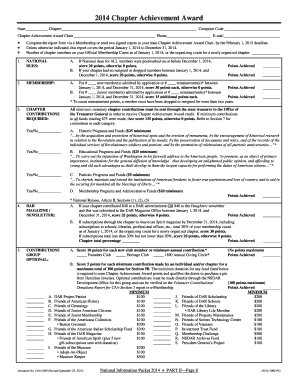 Fillable Online dar Chapter Achievement Award Form 2006-2007 - dar Fax ...