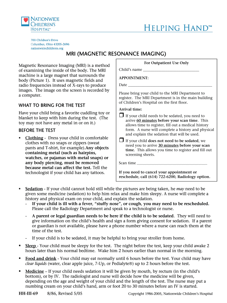 Fillable Online MRI MAGNETIC RESONANCE IMAGING Fax Email Print - pdfFiller