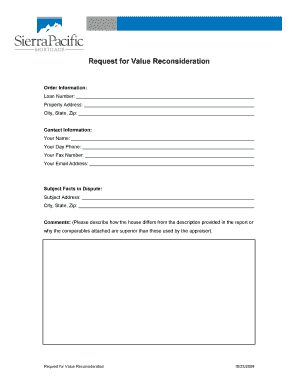 Fillable Online Request for Value Reconsideration (Appeal Request ...
