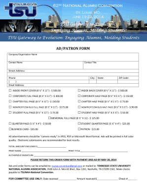 Fillable Online Engaging Alumni, Molding Students! TSU Gateway to Evolu ...