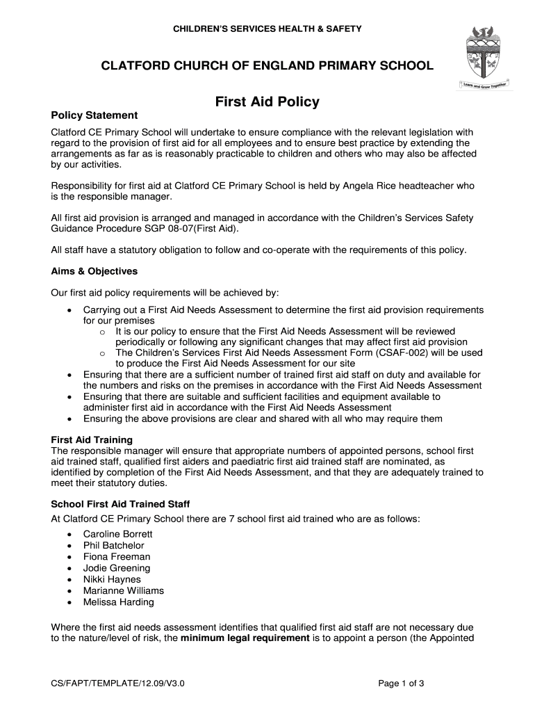 Fillable Online clatford hants sch CLATFORD CHURCH OF ENGLAND PRIMARY SCHOOL - clatford hants ...