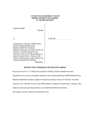 Fillable Online advocatesforpregnantwomen Motion for TRO and Proposed ...