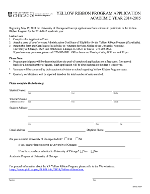 Fillable Online Yellow ribbon program application - University ...