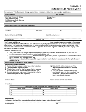 Fillable Online jtcc Consortium Agreement - John Tyler Community College - jtcc Fax Email Print ...