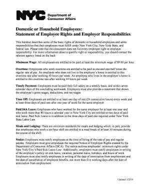 Fillable Online Statement of Employee Rights and Employer ...