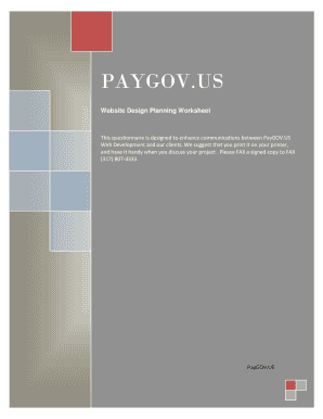 Fillable Online paygov Website Design Planning Worksheet Fax Email ...