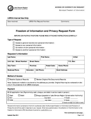 Fillable Online Freedom of Information and Privacy Request Form - Lake ...