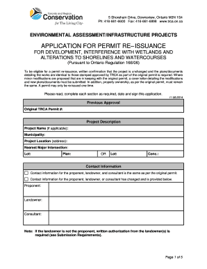 Fillable Online APPLICATION FOR PERMIT RE ISSUANCE - Toronto and Region ...
