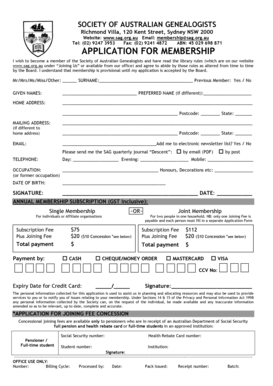 Fillable Online Application Form - Society of Australian Genealogists ...