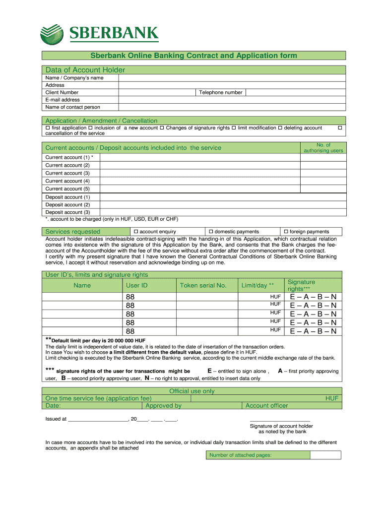 Fillable Online sberbank Sberbank Online Banking Contractdocx - sberbank Fax Email Print - pdfFiller