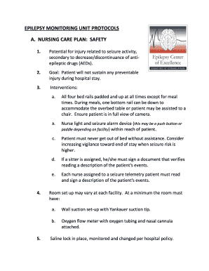 Fillable Online EPILEPSY MONITORING UNIT PROTOCOLS A NURSING CARE Fax ...