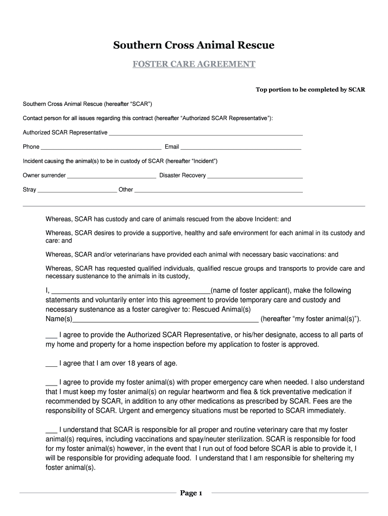 Fillable Online scarofms Southern Cross Animal Rescue - scarofms Fax ...