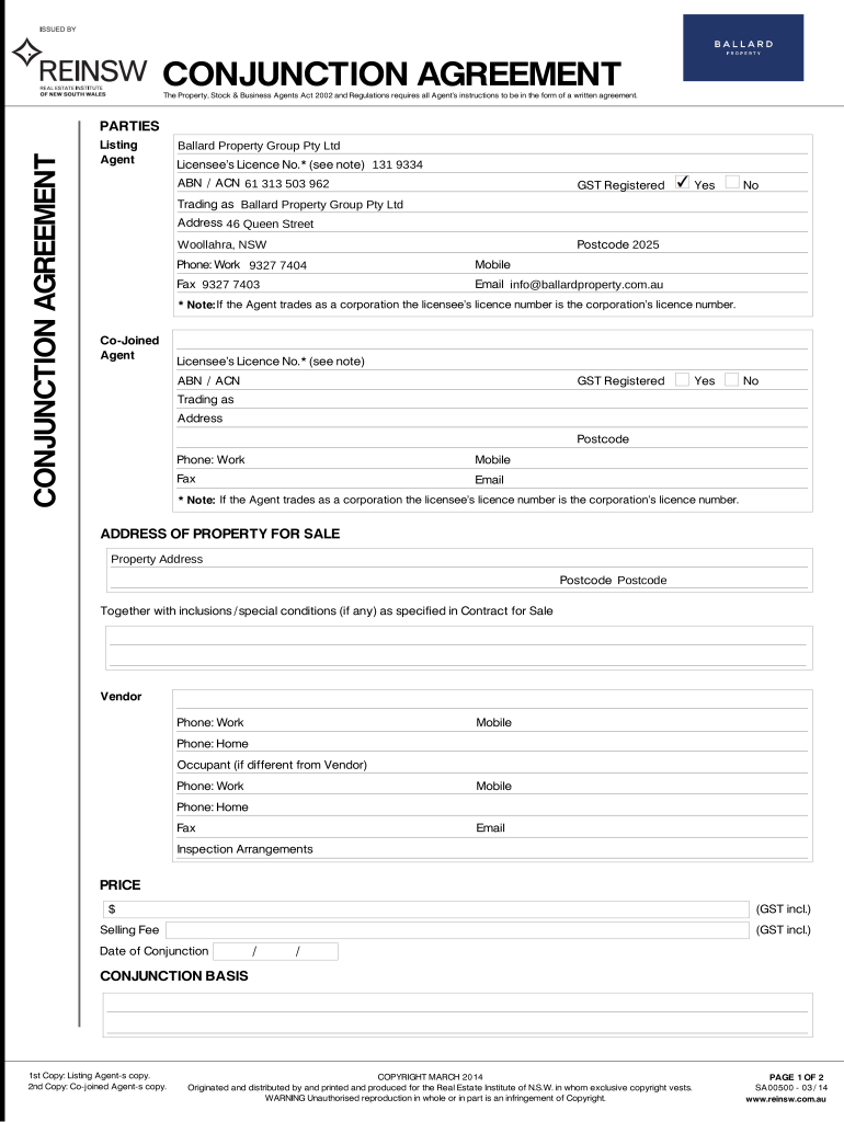 Conjunction Agreement Template - Fill Online, Printable, Fillable ...