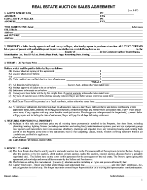 Real Estate Auction Sales Agreement - Pennsylvania Auctioneers Bb ...
