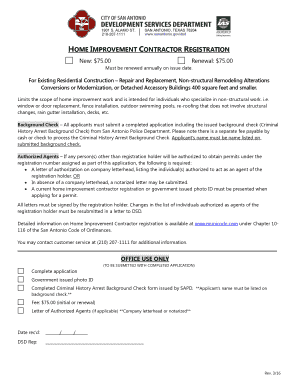 Fillable Online HOME IMPROVEMENT CONTRACTOR REGISTRATION Fax Email ...