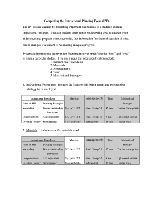 Fillable Online educateiowa Completing the Instructional Planning Form ...