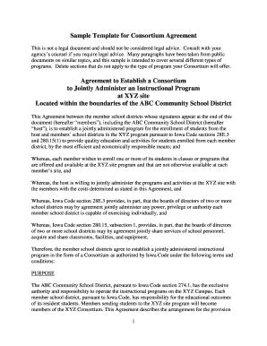 Fillable Online educateiowa Sample Template for Consortium Agreement ...