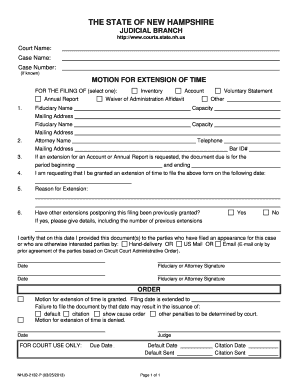Fillable Online nh Motion for Extension of Time - Judicial Branch Fax ...