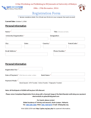 for workshop registration Doc Template | pdfFiller