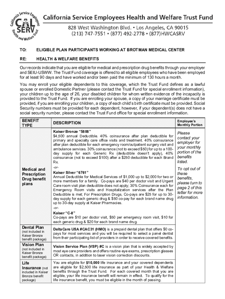 Health & Welfare Benefits Enrollment Form for Eligible Plan ...