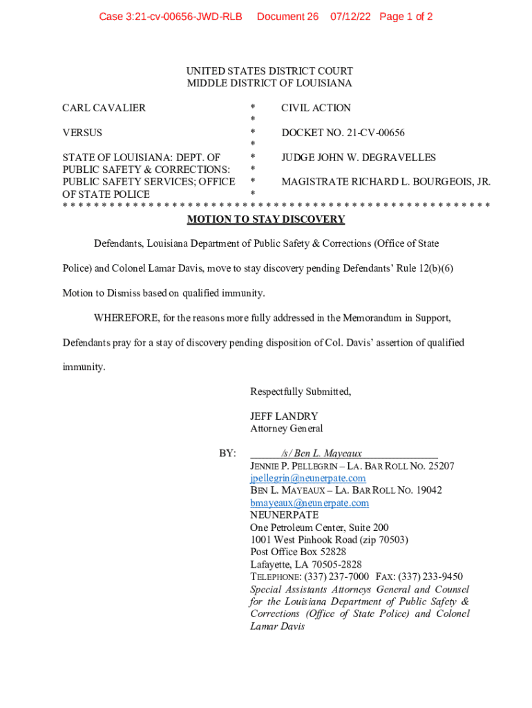 Fillable Online Cavalier v. The Louisiana Department of Public Safety ...