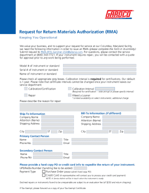 Fillable Online How to pass entry for RMA (return material ...