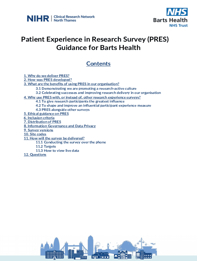 Fillable Online Patient Experience in Research Survey (PRES) Guidance ...
