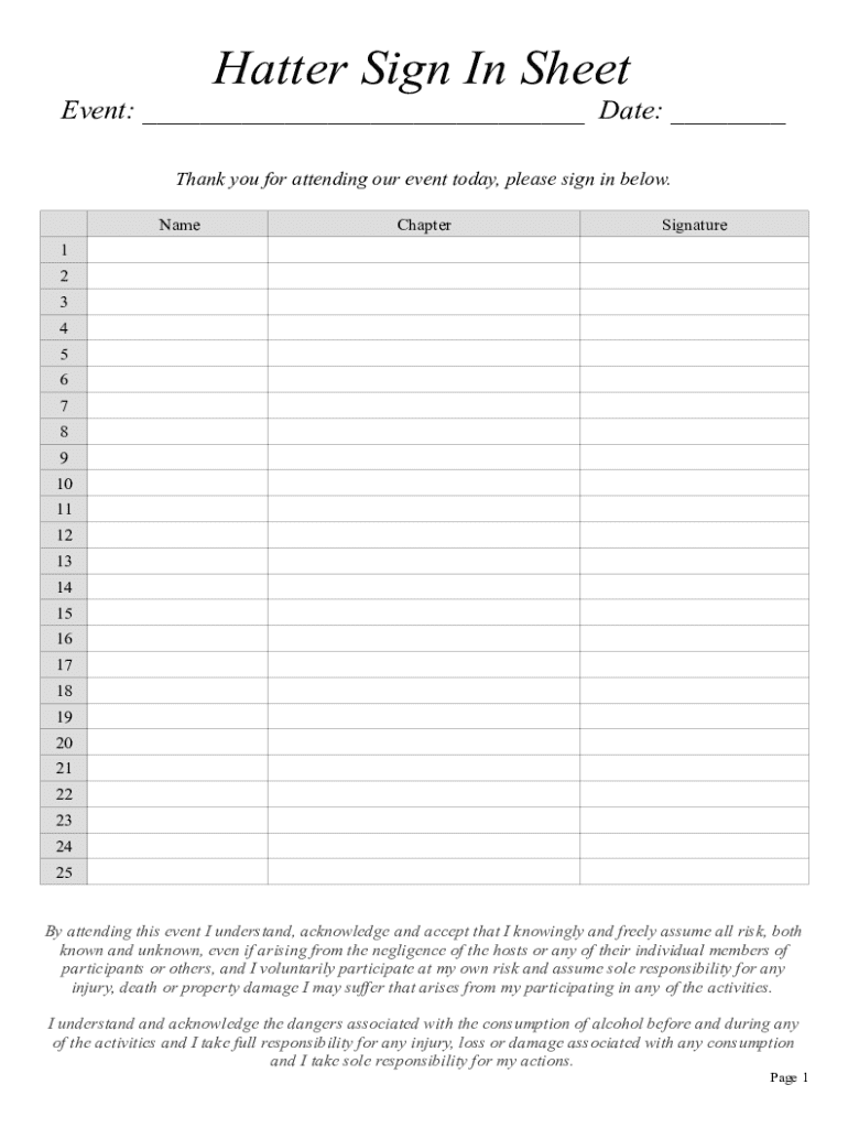 Fillable Online Attendance/Guest Sign-in Sheet Template - eForms Fax ...