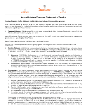 Fillable Online Annual Inteleos Volunteer Statement of Service Fax ...