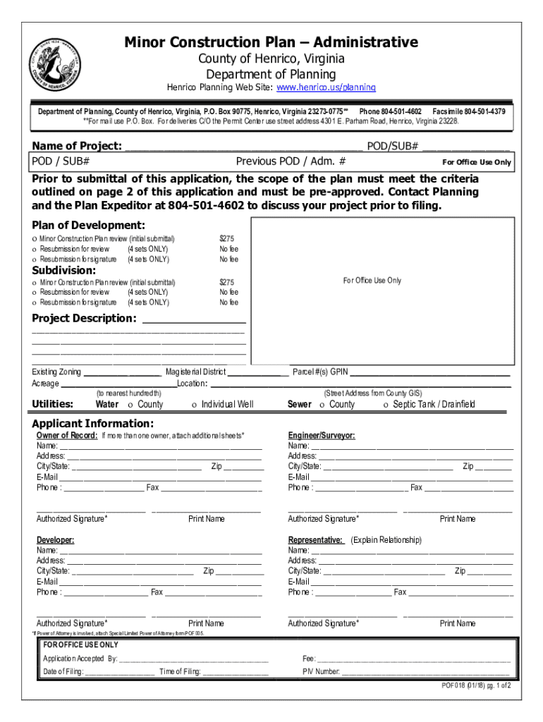 Minor Construction Plan Checklist and Requirements Minor Construction ...