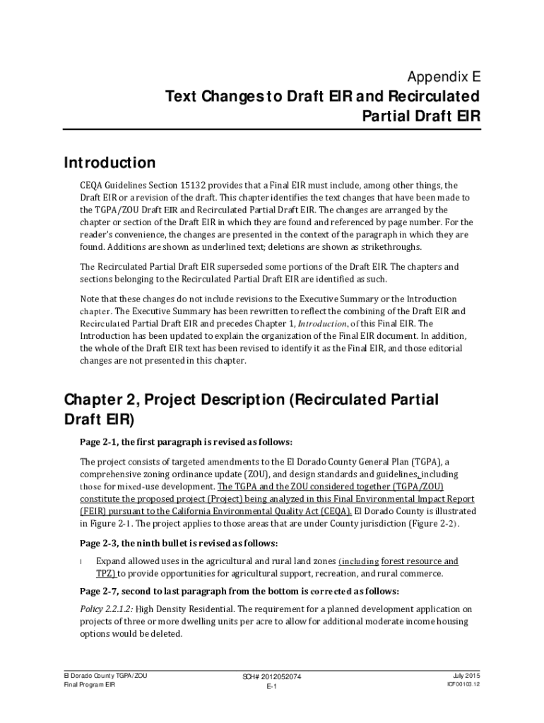 Fillable Online Text Changes to Draft EIR and Recirculated Partial Draft EIR ... Fax Email Print ...