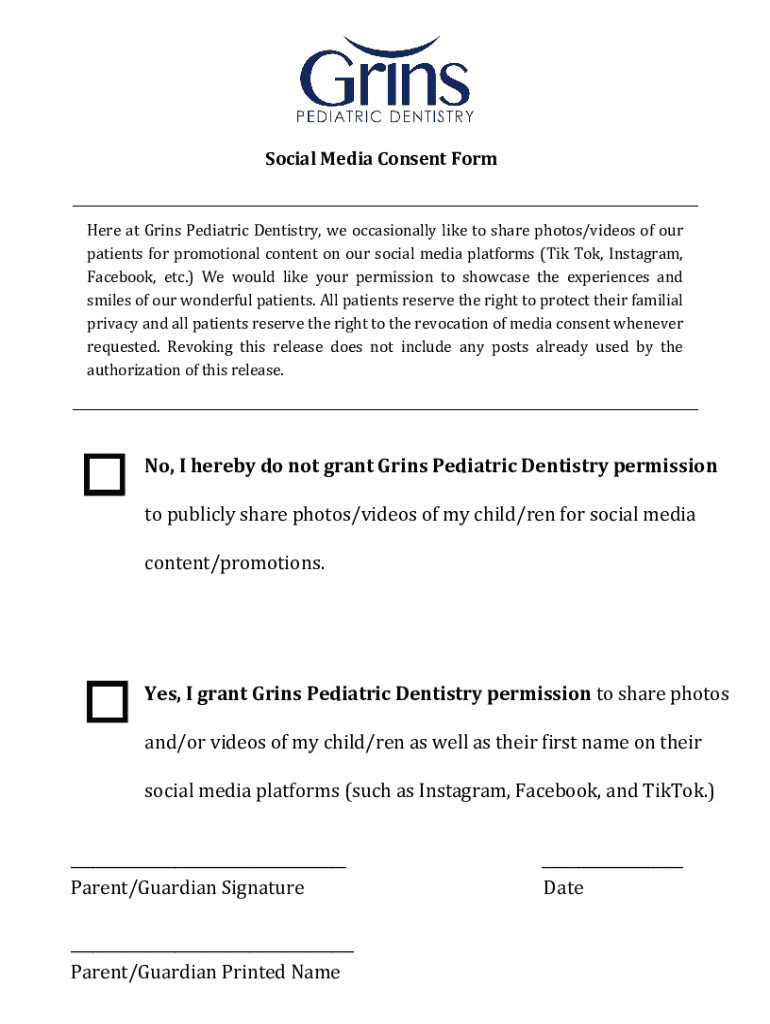 Fillable Online Social Media Consent Form (1).pdf Fax Email Print ...