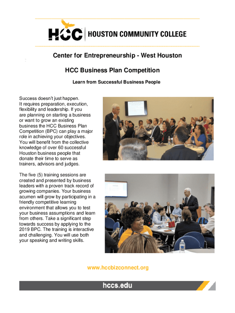 HCC Business Plan Competition Center for Entrepreneurship - West ...
