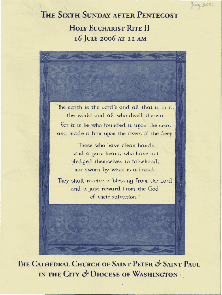 Fillable Online Sixth Sunday after Pentecost: The Holy Eucharist: Rite Two Fax Email Print ...
