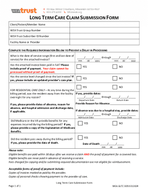 Fillable Online LONG TERM CARE CLAIM SUBMISSION FORM Fax Email Print ...