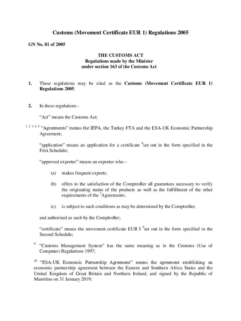 Fillable Online Movement Certificate EUR.1 - Trade - European ...