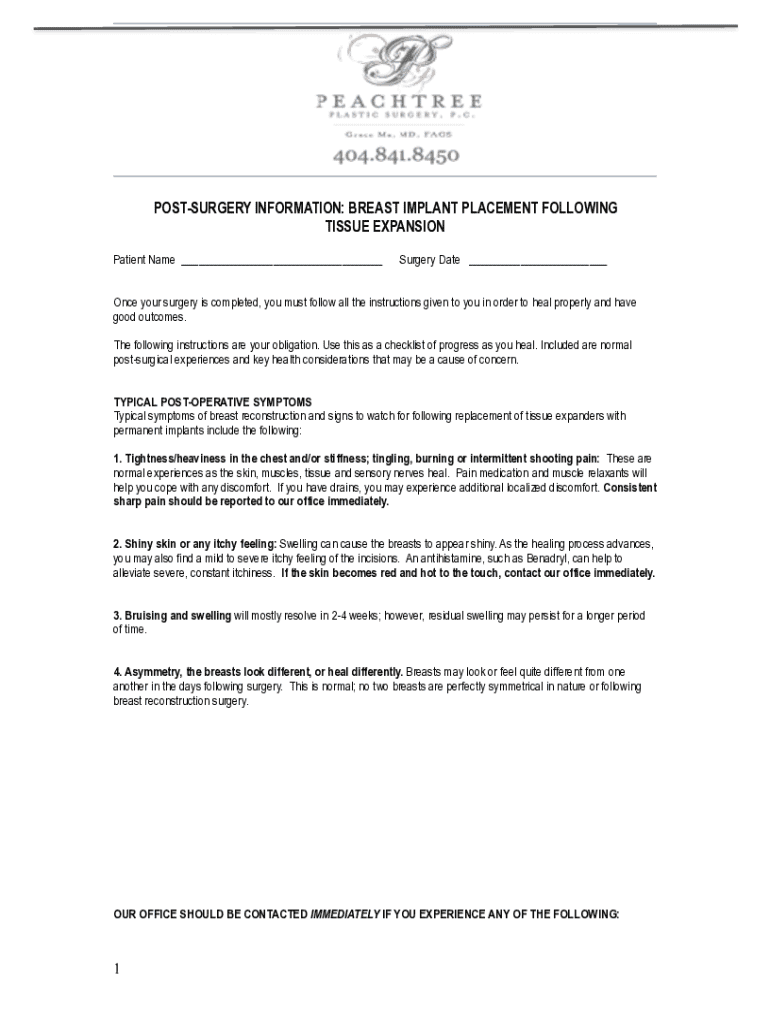 Fillable Online Placement of Breast Implant Following Breast ...