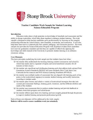 Fillable Online Teacher Candidate Work Sample for Student Learning ... Fax Email Print - pdfFiller