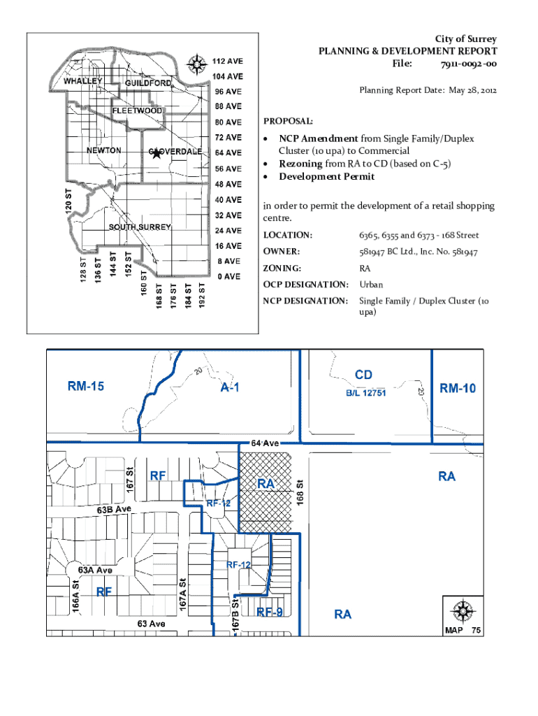 Fillable Online City of Surrey PLANNING & DEVELOPMENT REPORT File: 7911 ...