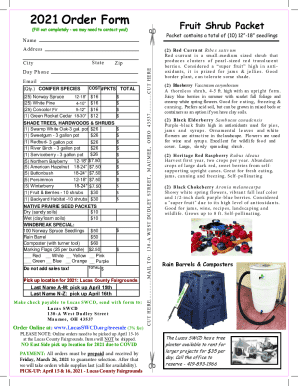 Fruit Shrub Packet 2021 Order Form - pdfFiller