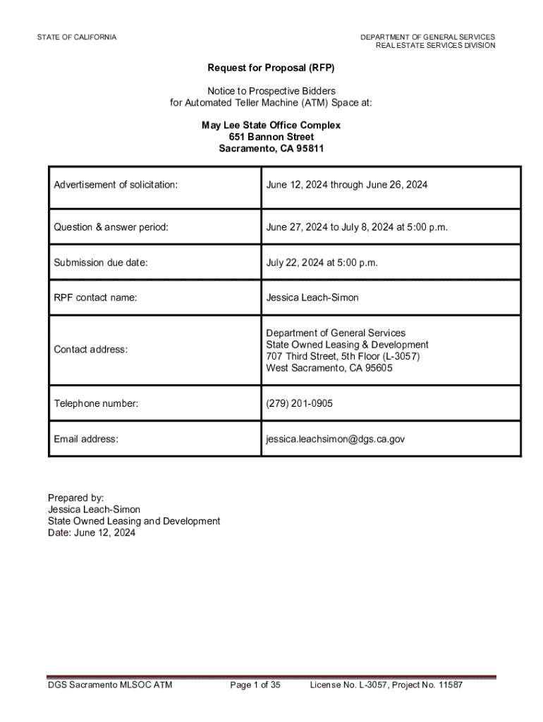 Fillable Online Request for Proposal (RFP) Notice to Prospective ...