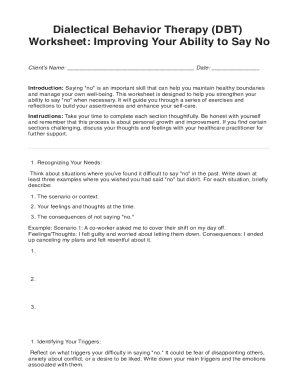 Fillable Online Improving Your Ability to Say No DBT Worksheet PDF ...