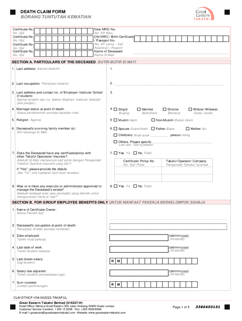 Fillable Online Death Claim Form Claimant StatementMake A ClaimGreat ... Fillable Online Death Claim Form Claimant StatementMake A ClaimGreat ...