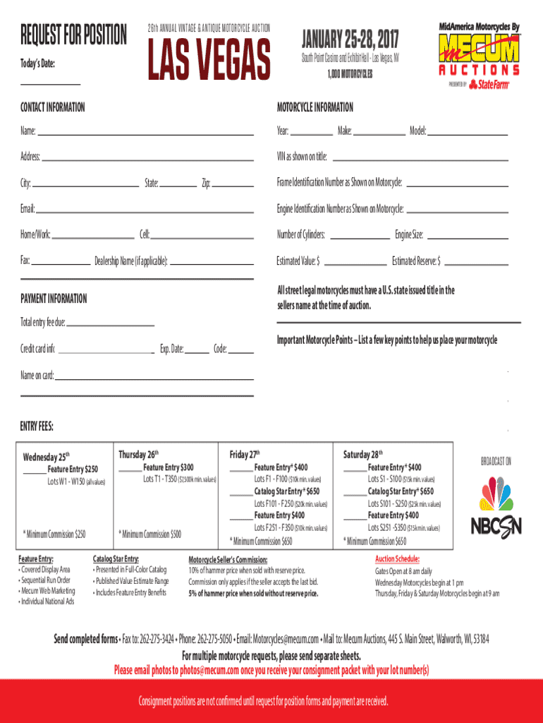 Fillable Online CD26 LV17 Motorcycle Request Form Fax Email Print ...