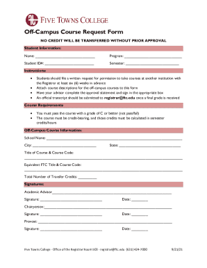 Fillable Online Off-Campus Course Request Form Fax Email Print - pdfFiller